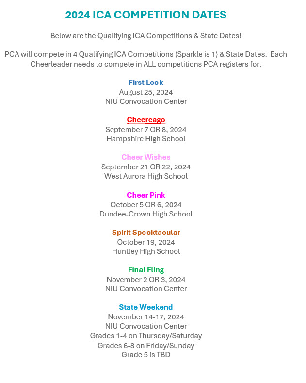 Platinum Cheer Association - Competition Info